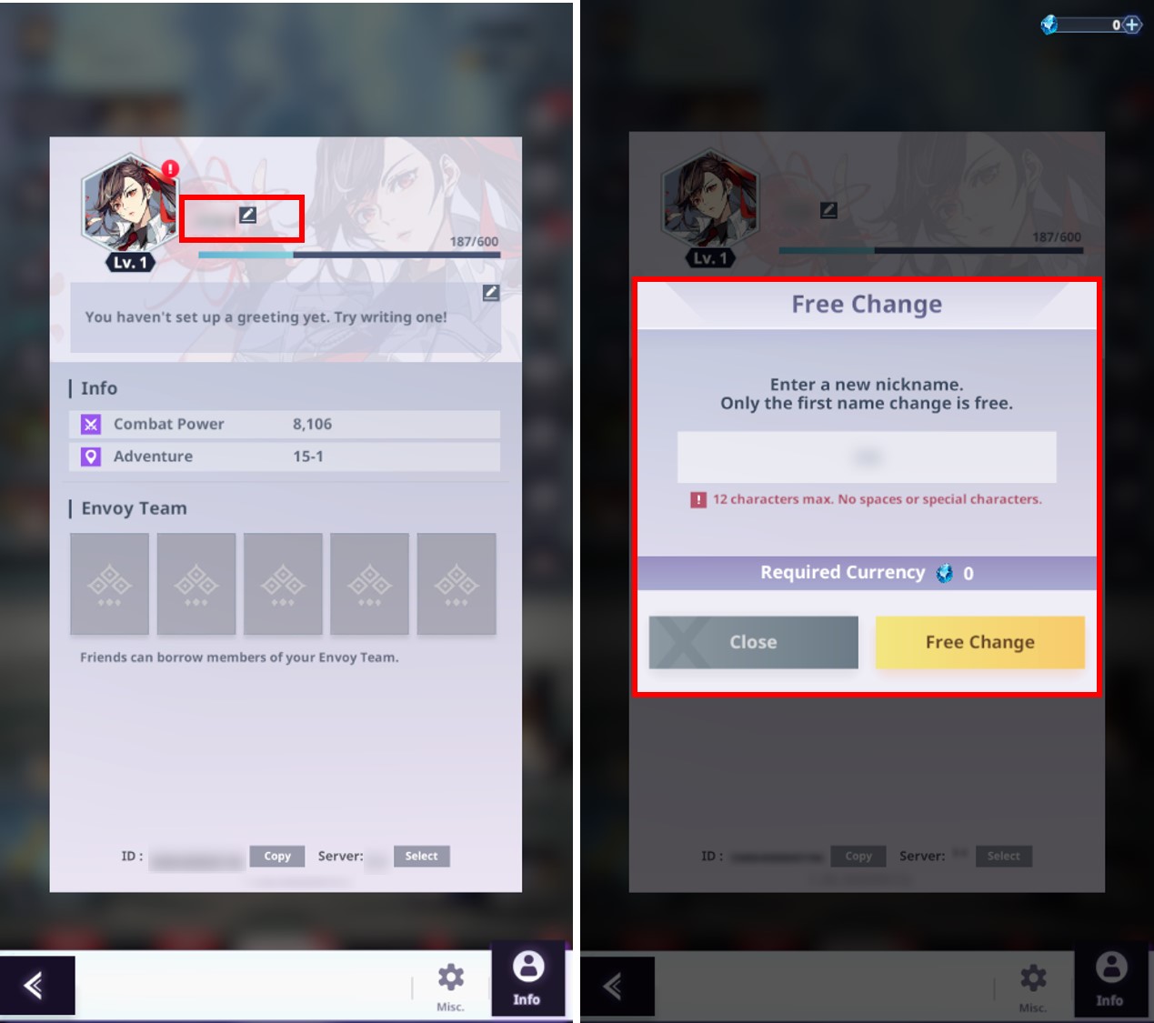Tower of God: NEW WORLD_Profile Menu