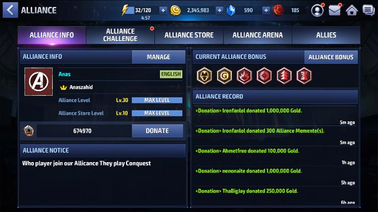 My alliance name is Anas - MARVEL Future Fight