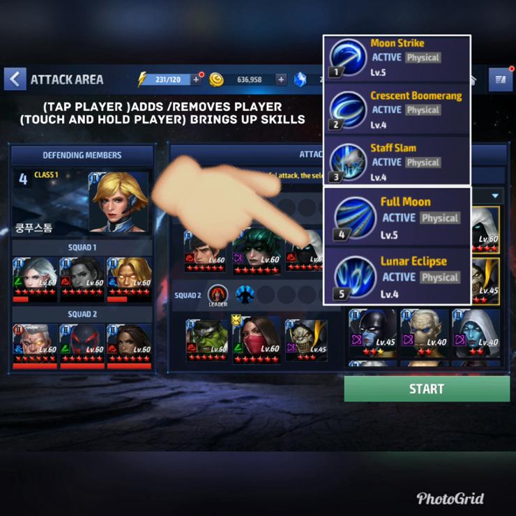 Alliance Conquest Skill selector @ character selection screen - MARVEL ...